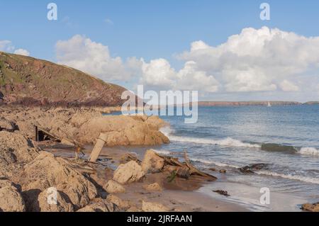 Mill Bay and the wreck of HMS BARKING (Steamship , a Boom Defence ...