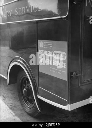 Wartime Fuel Economy- Pooled Delivery Service Van, 1942 A close up of ...