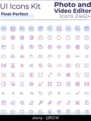Photo editing pixel perfect gradient linear ui icon Stock Vector Image ...