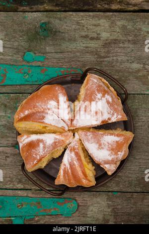 Delicious Ukrainian rustic bread Palyanytsya close-up on the table ...