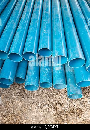 PVC outdoor plumbing system for house water supply Stock Photo - Alamy