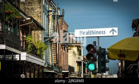 Street Sign the Direction Way to Healthiness Stock Photo - Alamy