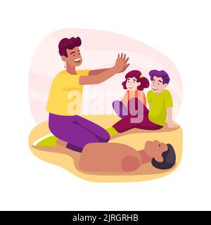 CPR for a child isolated cartoon vector illustration. Teaching CPR on ...
