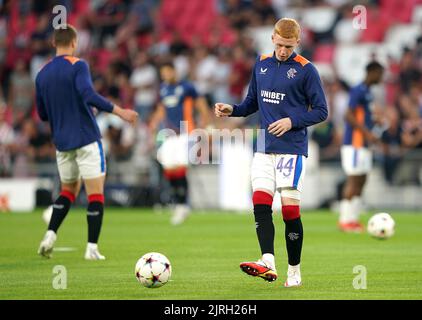 Rangers goalkeeper Adam Devine warming up prior to kick-off before the ...