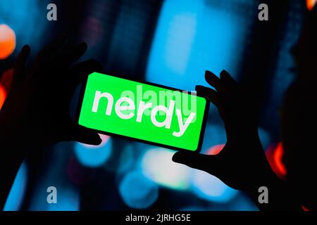 In this photo illustration, the Nerdy Inc. logo is displayed on a ...