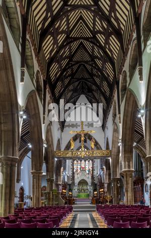 The nave of Perth cathedral, Scotland. The cathedral mostly dates from ...