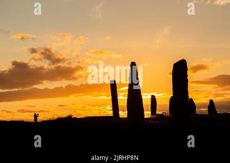 Orkney, UK. 24th Aug, 2022. The Ring of Brodgar, Orkney, looks dramatic ...
