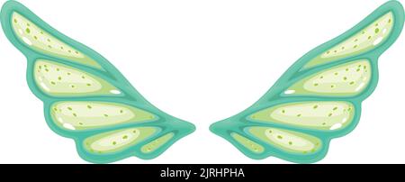 Cute green wings. Ancient natural creature flying symbol isolated on ...