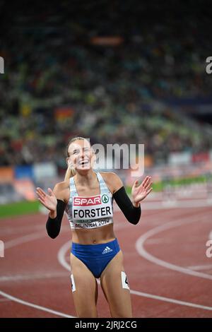 Viktoria Forster running the 100m hurdles at the European Athletics ...