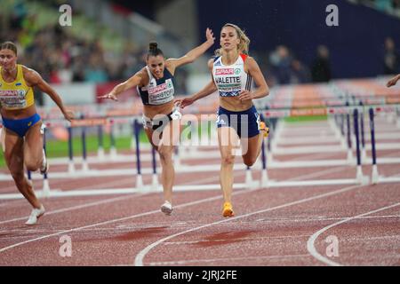Laura Valette running the 100m hurdles at the European Athletics ...