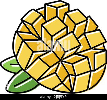 slice mango cube leaf color icon vector illustration Stock Vector Image ...