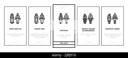 National Clothes Costume Design onboarding icons set vector Stock ...
