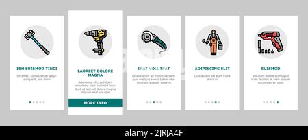 hammer tool construction onboarding icons set vector Stock Vector Image ...