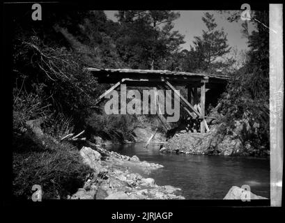 Kei Kei bridge, Akatarawa Range, 1940s, North Island, by J.W. Chapman ...
