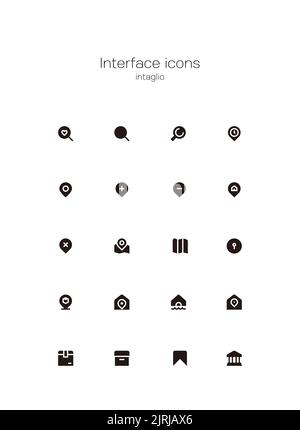 UI UX display interface related minimal black colored icon set Stock ...