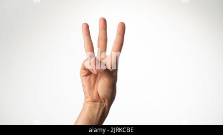 Women's hands gesture counting on fingers seven palm side Stock Photo ...