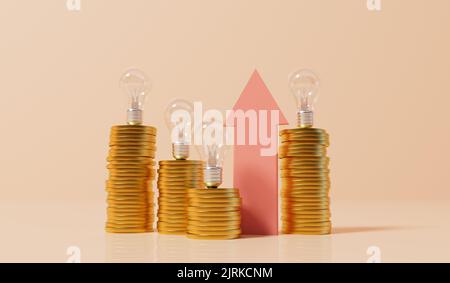 Increasing cost of electric. Energy price increase concept. 3D ...