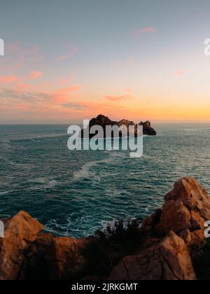 Magnificent views of the Somocuevas beach in Spain at sunset Stock ...