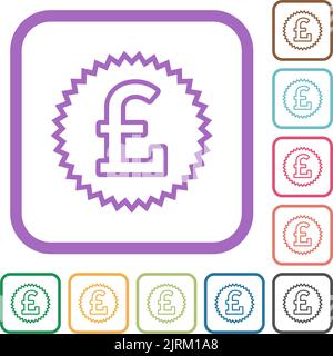 English Pound sticker alternate simple icons in color rounded square ...