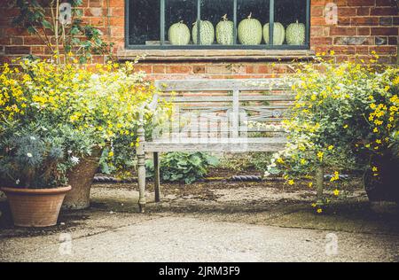 Seasonal water melons ripening in a crittle window at Eythrope Gardens ...