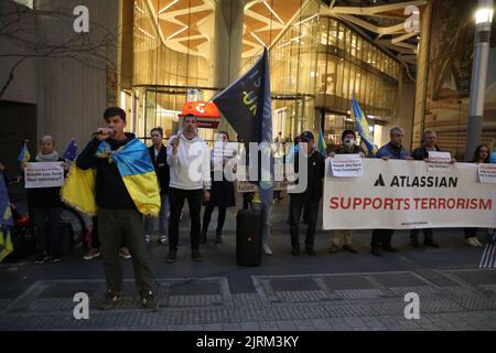 Sydney, Australia. 25th August 2022. Protest across from the Atlassian ...