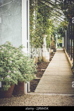 The elegant Victorian greenhouses at Eythrope Gardens on the Waddesdon ...