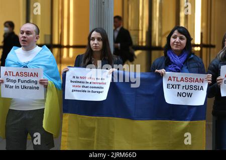 Sydney, Australia. 25th August 2022. Protest across from the Atlassian ...
