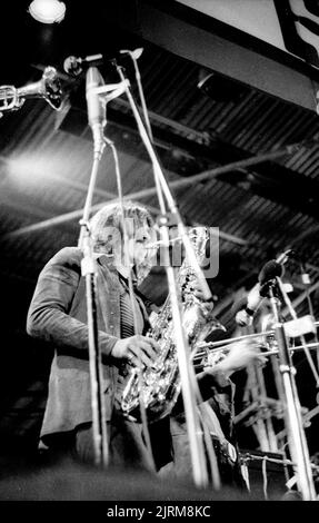 Chicago band playing at the 1970 Isle of Wight Festival, UK Stock Photo ...