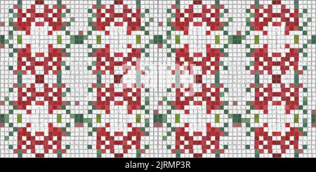 Seamless Christmas poinsettia cross stitch border. Decorative ornament ...