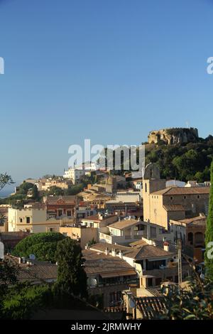 view of Begur old town with Church, Costa Brava, Spain Stock Photo - Alamy
