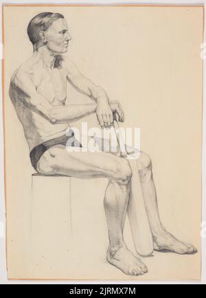 Untitled (Man sitting holding a cricket bat) (circa 1926-1939 ...