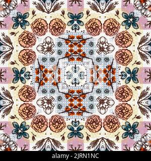 Retro fifties floral french printed fabric pattern for shabby chic home ...