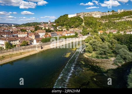 Altstadt, Fluss Doubs und die Zitadelle aus der Luft gesehen, Besancon ...
