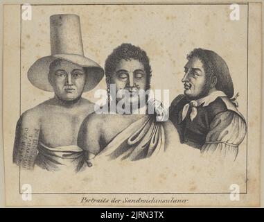 Portraits of three Sandwich Islanders. (Portraits der Sandwichinsulaner ...