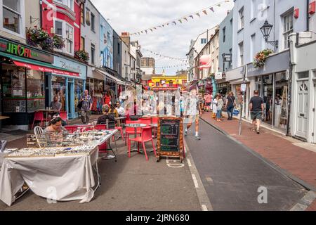 Brighton, August 20th 2022: The North Laine area of Brighton Stock ...
