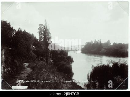 Waikato River, Hamilton, 1912, Hamilton, by Muir & Moodie Stock Photo ...