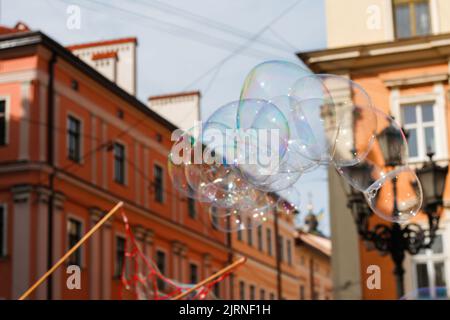 Soup bubbles on a water outside Stock Photo - Alamy