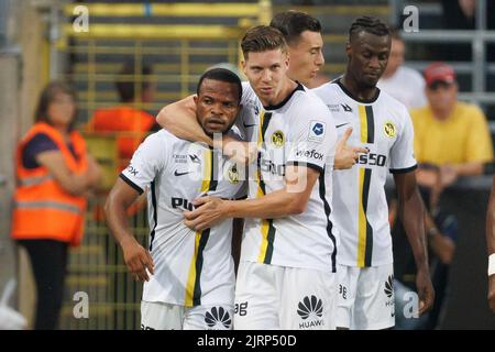 YB's Meschak Elia celebrates after scoring during a soccer game between ...