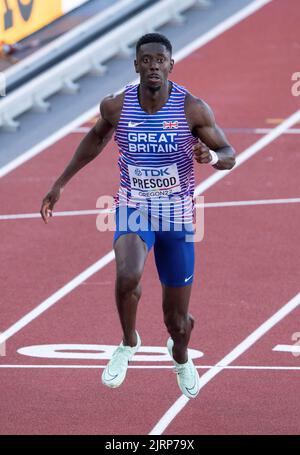 Reece Prescod in the Men's 100m Heats during day one of the Muller UK ...