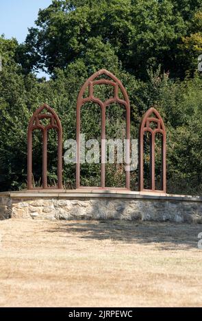 The iron window frames at Lesnes Abbey, the 12th Century built ...