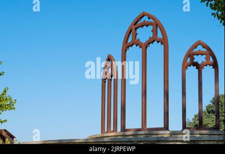 The iron window frames at Lesnes Abbey, the 12th Century built ...