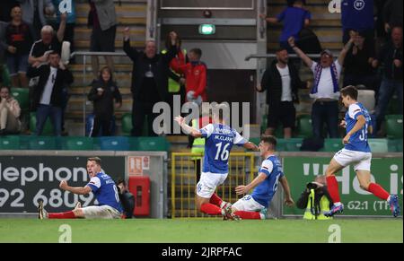 Linfield's Kyle McClean celebrates scoring their side's first goal of ...