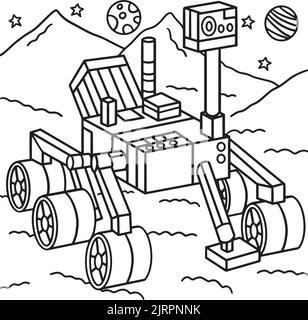 Curiosity Mars Rover Coloring Page Illustration Stock Vector Image ...