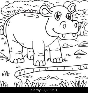 Hippopotamus Coloring Page for Kids Stock Vector Image & Art - Alamy