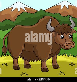 Yak Animal Cartoon Colored Clipart Illustration Stock Vector Image & Art - Alamy