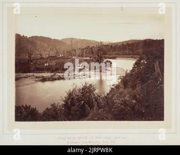 Upper Hutt River at the Fern Ground, looking down towards Wellington ...