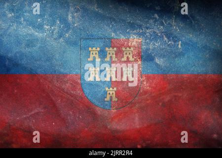 flag of German peoples Transylvanian Saxons at cloudy sky background ...
