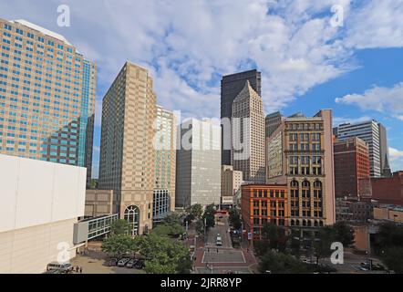Partial skyline with skyscrapers in downtoon Pittsburgh, Pennsylvania ...