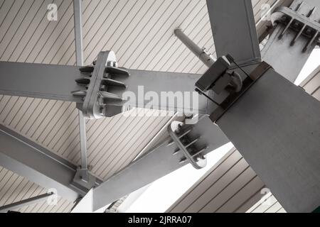 Roof steel pole joint design structure of a building Stock Photo - Alamy