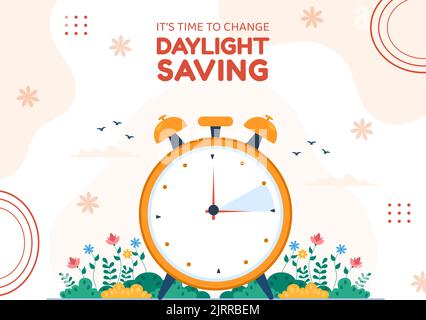 Daylight Savings Time Background Template Hand Drawn Cartoon Flat ...